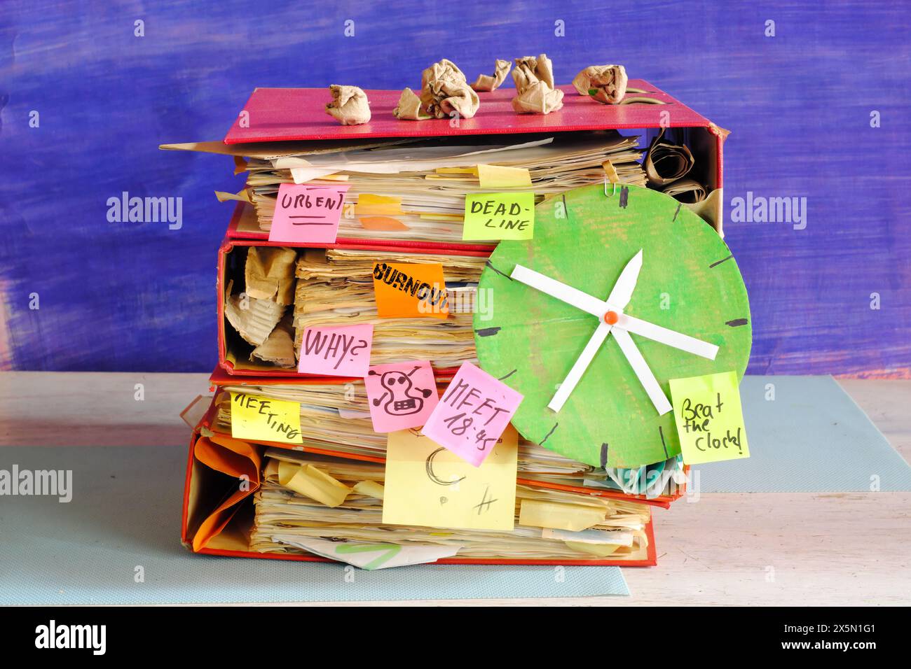 beat the clock,overworked, bureaucracy,red tape, mental burnout concept ...