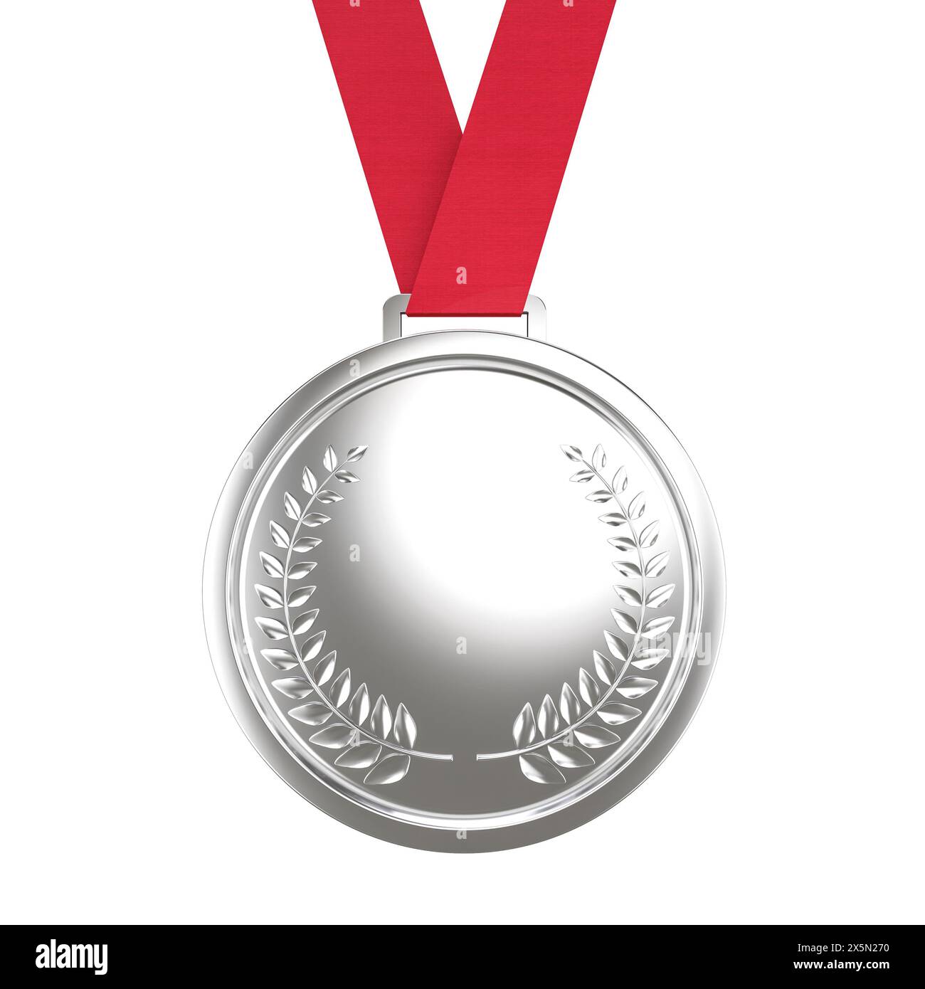 silver laurel wreath medal vibrant red ribbon. victory,competition ...