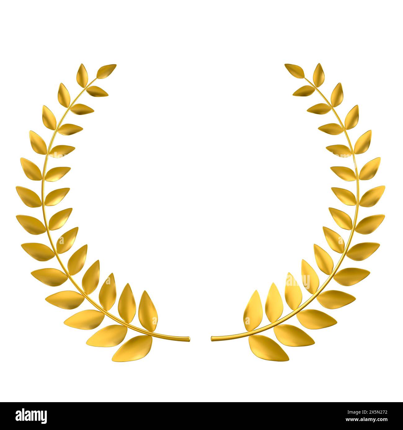 Metallic golden laurel wreath symbol victory honor, isolated background Stock Photo - Alamy
