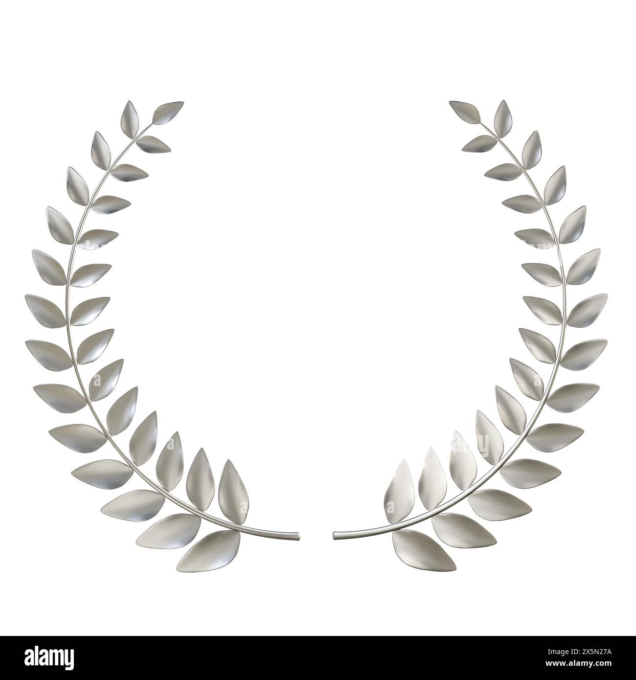 Metallic silver laurel wreath symbol victory honor, isolated background ...