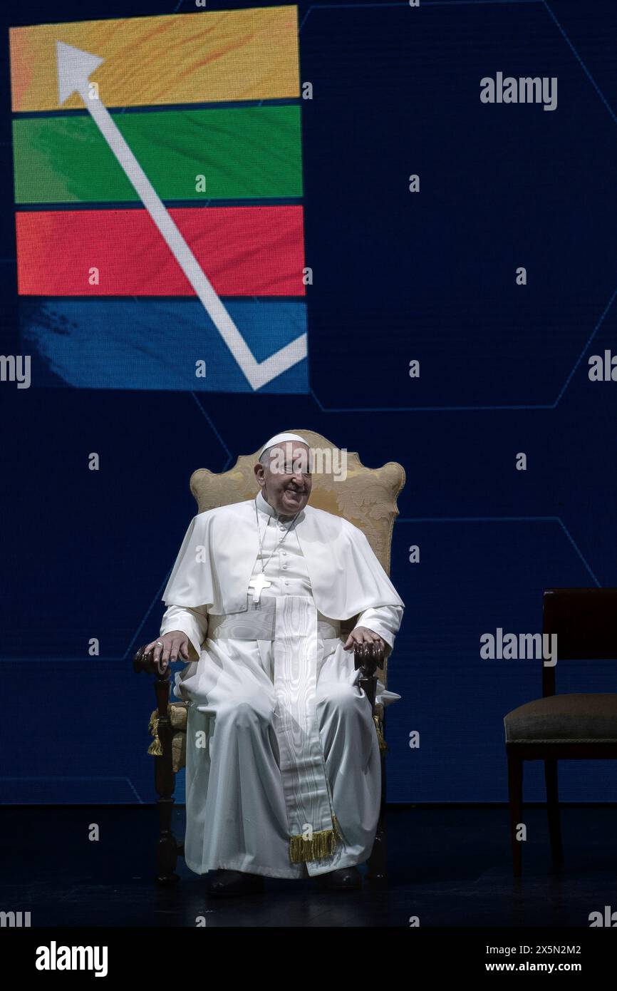Rome, Italy, 10 May 2024. Pope Francis attends the fourth edition of ...