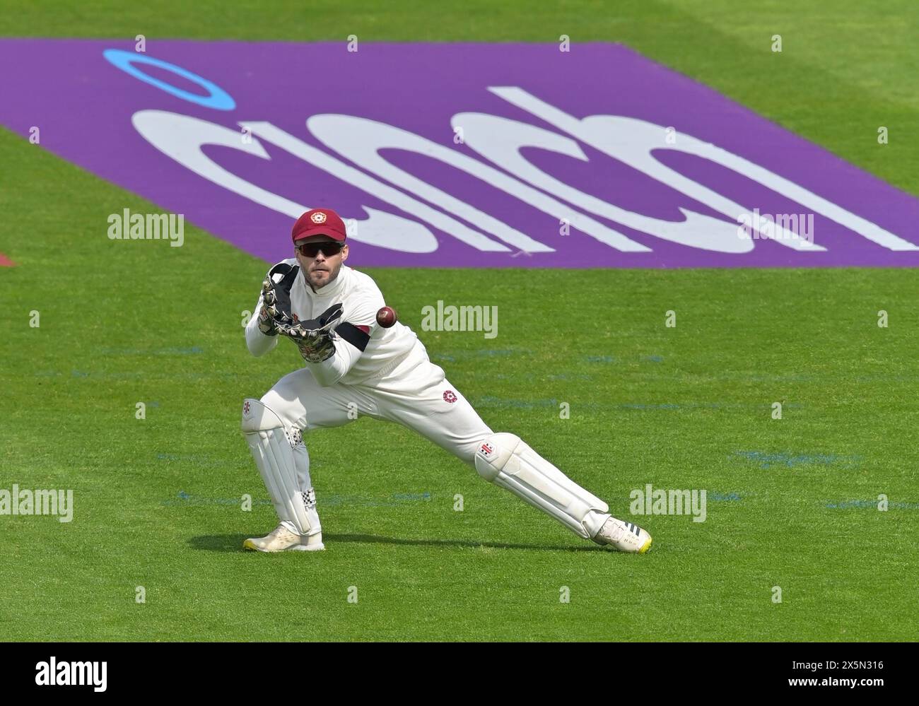 NORTHAMPTON, UK. 10th May, 2024. Lewis McManus eyes on the ball during ...
