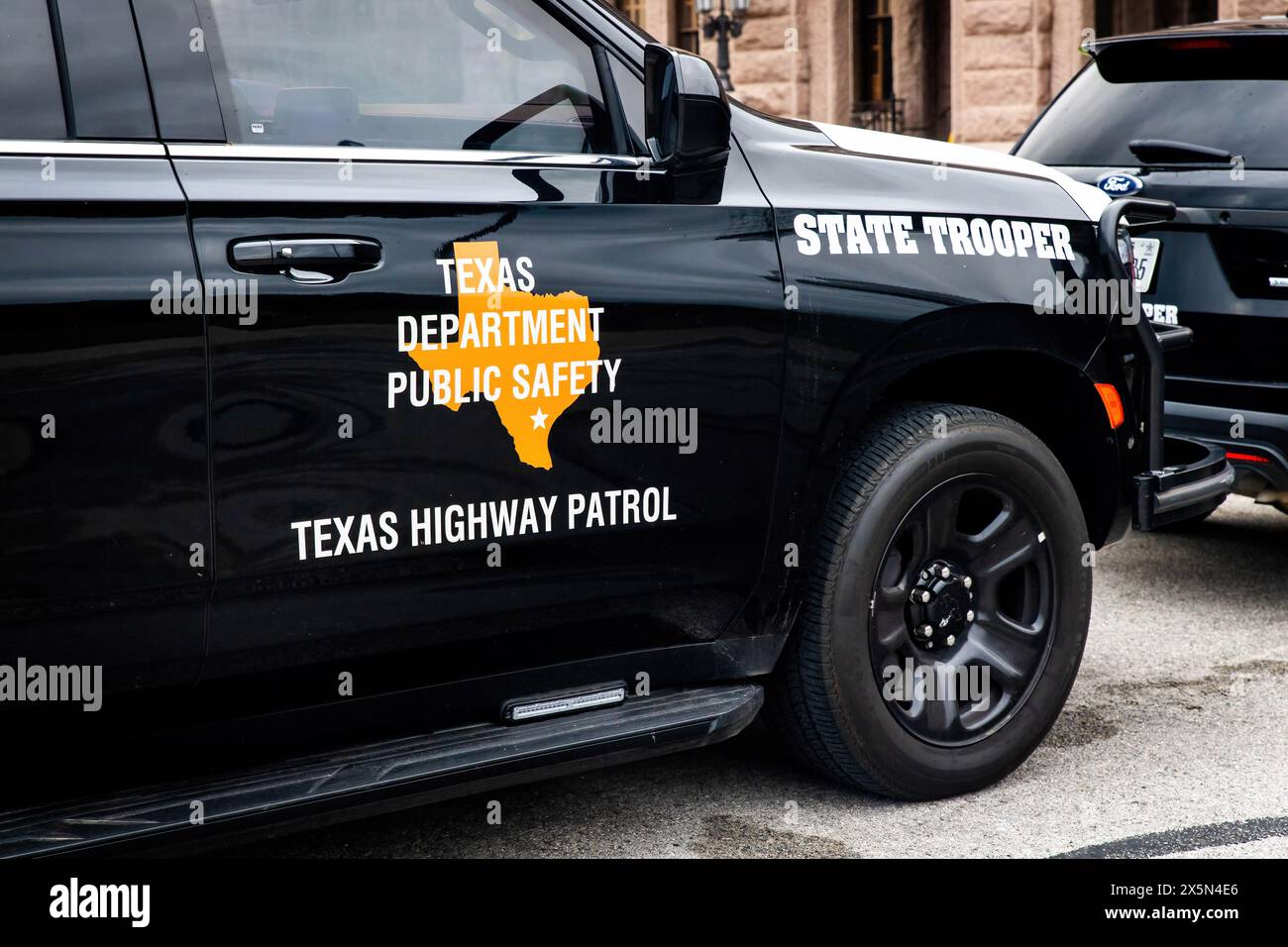 Parked black official Texas Highway Patrol State Trooper police car ...