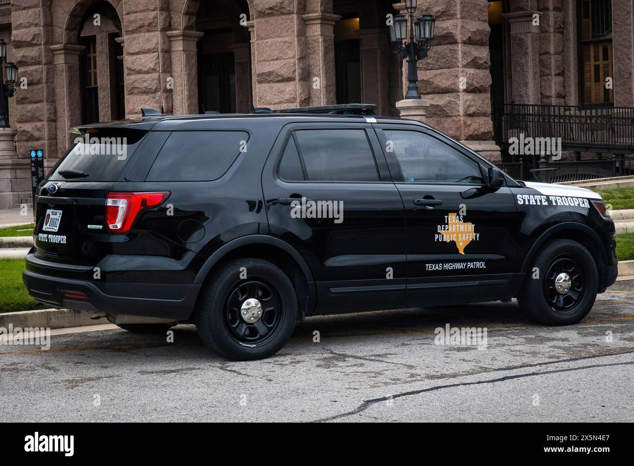 Parked black official Texas Highway Patrol State Trooper police car ...