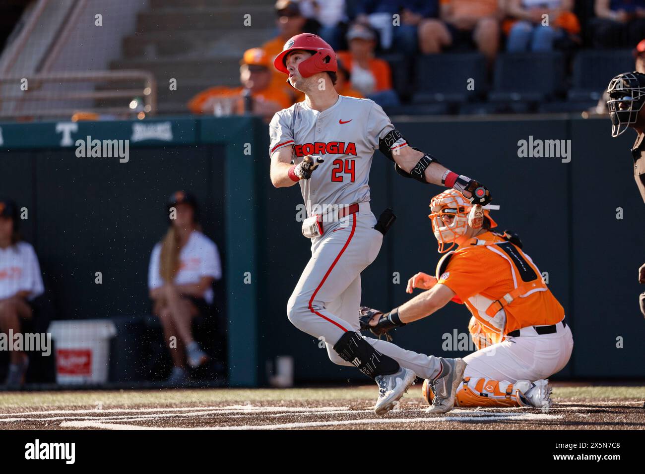 Georgia Bulldogs center fielder Charlie Condon (24) at bat against the ...