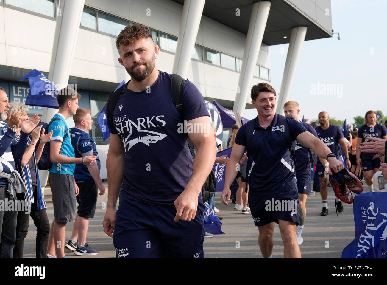 Sale Sharks flanker Sam Dugdale arrives at the stadium before the ...