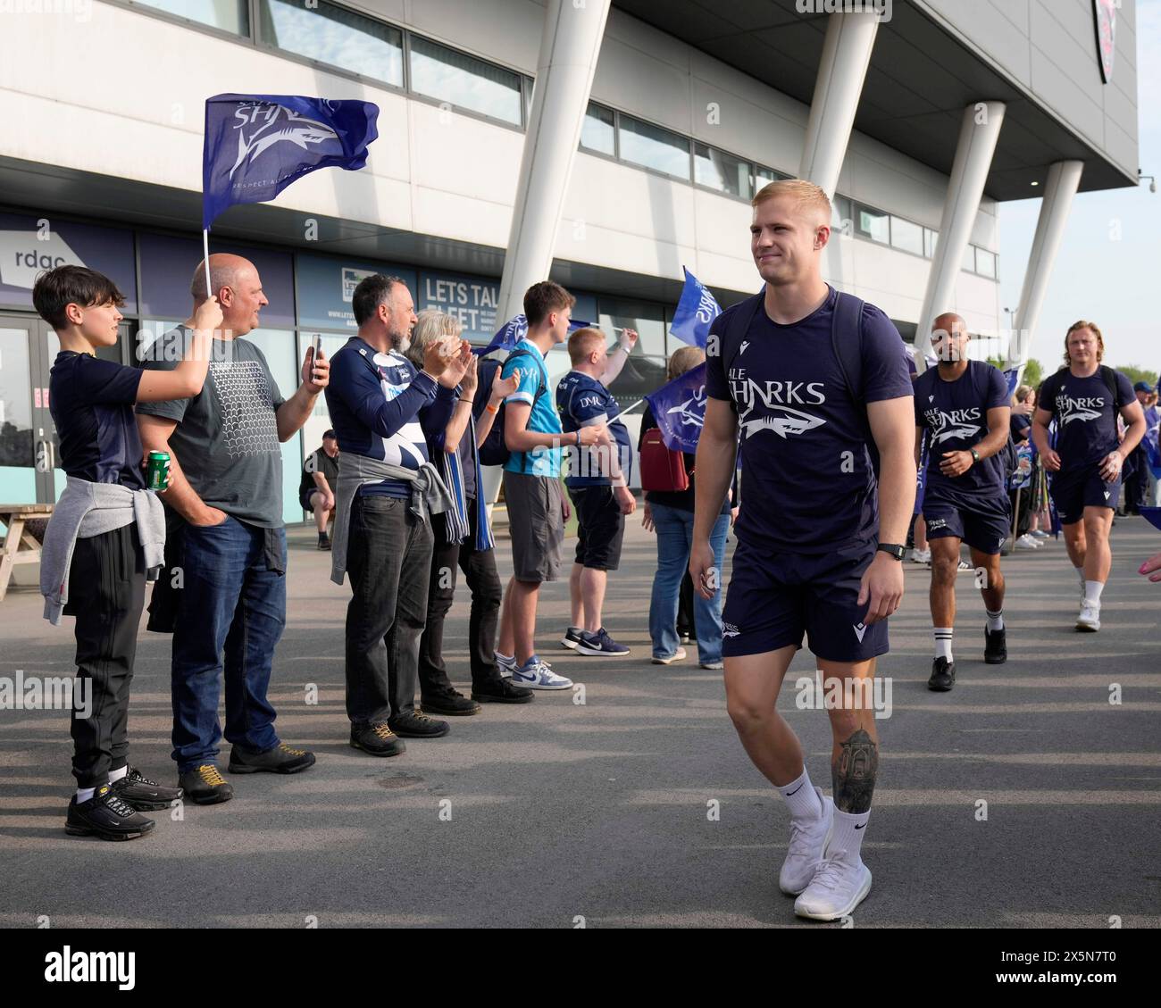 Sale Sharks Aaron Reed arrives at the stadium before the Gallagher ...