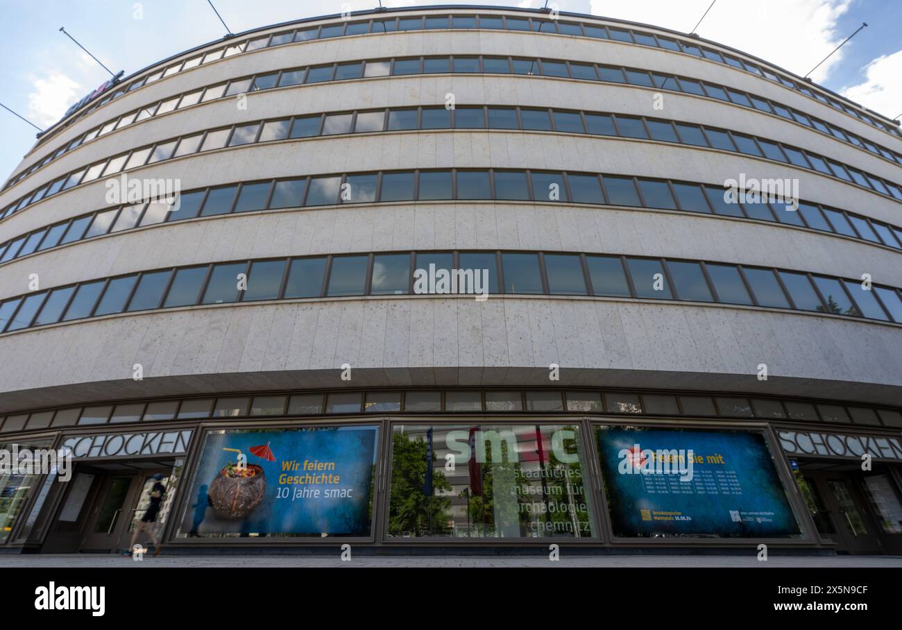 Chemnitz, Germany. 10th May, 2024. View of the striking façade of the ...