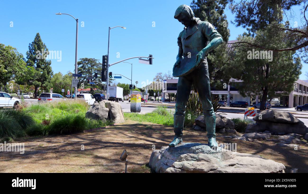 Los Angeles, California: Public Art "Dan the Miner" The Pioneer Statue ...