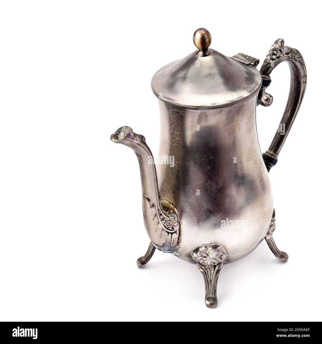 Vintage old coffee pot isolated on white background Stock Photo - Alamy