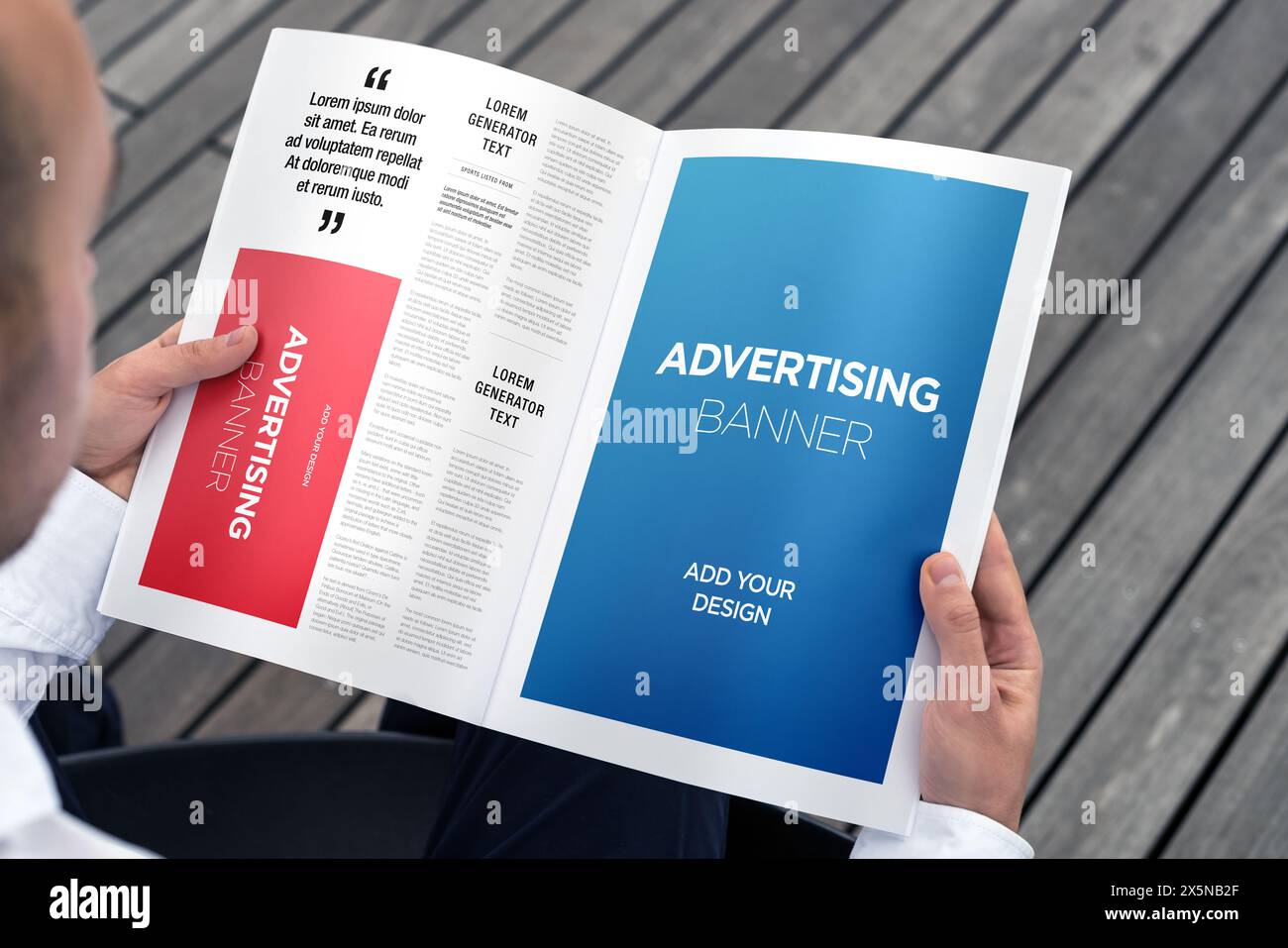 Hand Holding Newspaper Advertising Magazine Brochure Mockup Stock Photo ...