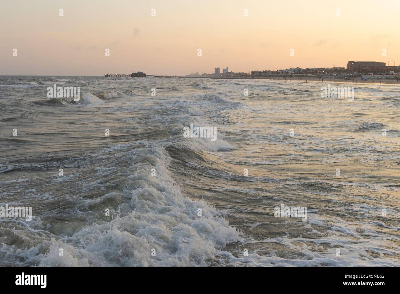 Galveston, Texas - April 21, 2024: A scenic sunset view of the Gulf of ...