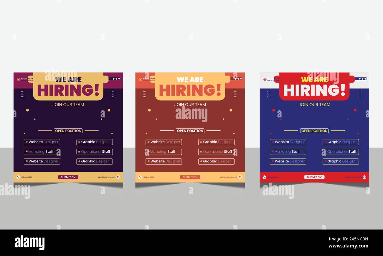 We are hiring job position square banner or social media post. Vacancy ...