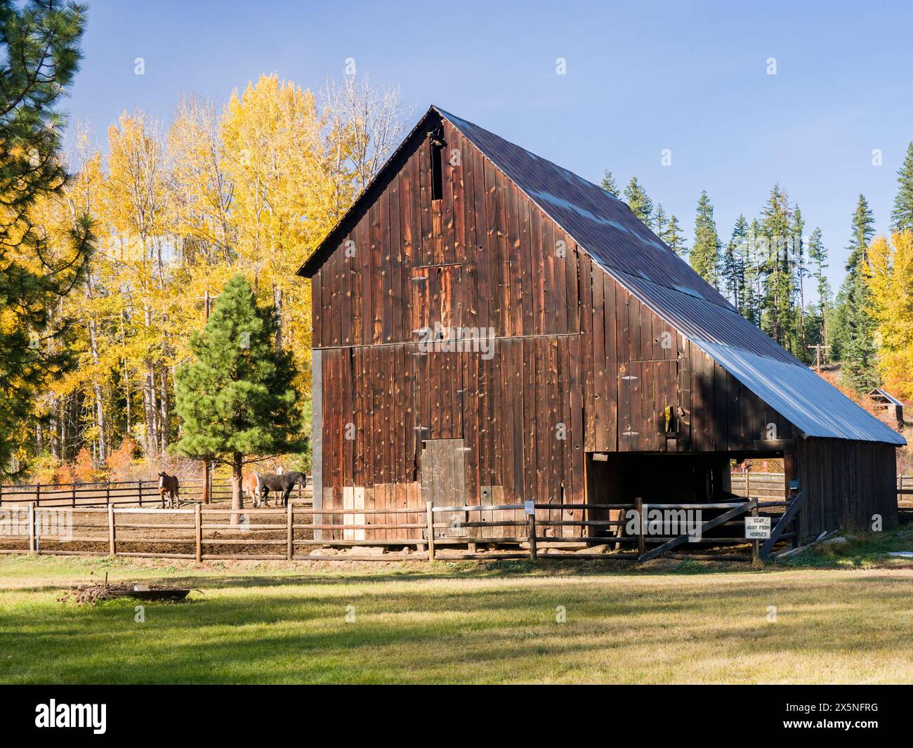 USA, Washington State, Chelan County. Old wooden barn near the town of ...