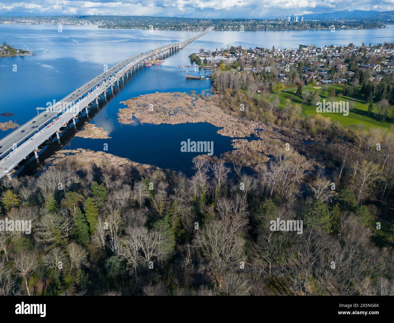 State Route 520 and Lake Washington, Seattle, Washington State, USA ...