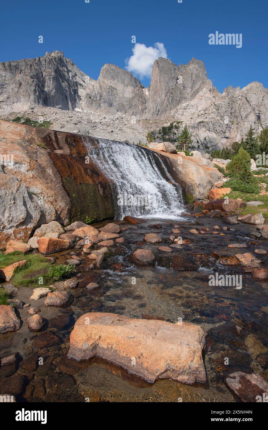 Cirque of the Towers waterfall. Popo Agie Wilderness. Wind River Range, Wyoming Stock Photo - Alamy
