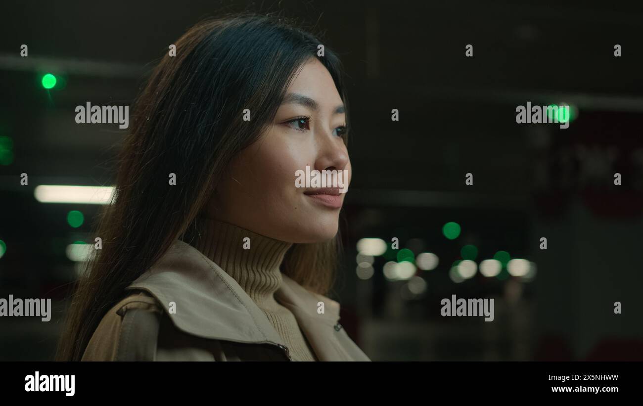 Close up portrait Asian oriental ethnic woman korean gen z 20s japanese chinese girl ...