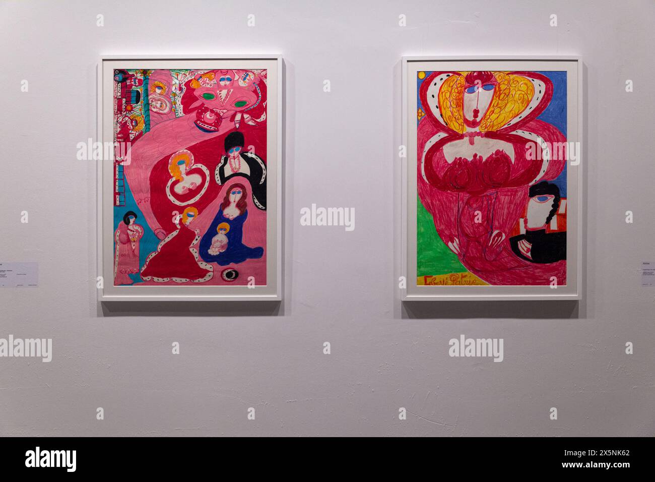 Venice, Italy - April 19, 2024: The paintings of Aloïse Corbaz exposed ...