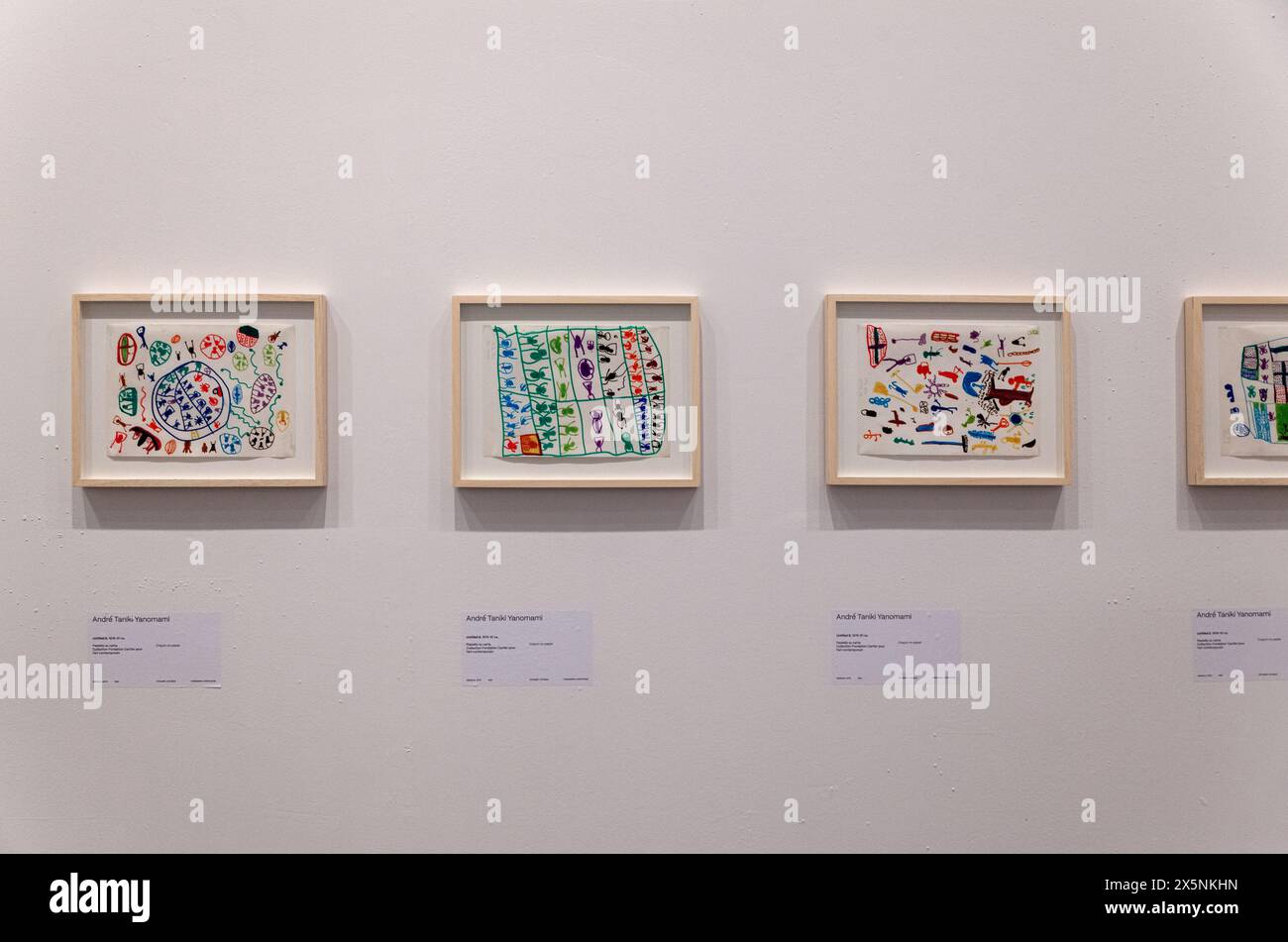 Venice, Italy - April 19, 2024: The paintings of André Taniki Yanomami ...