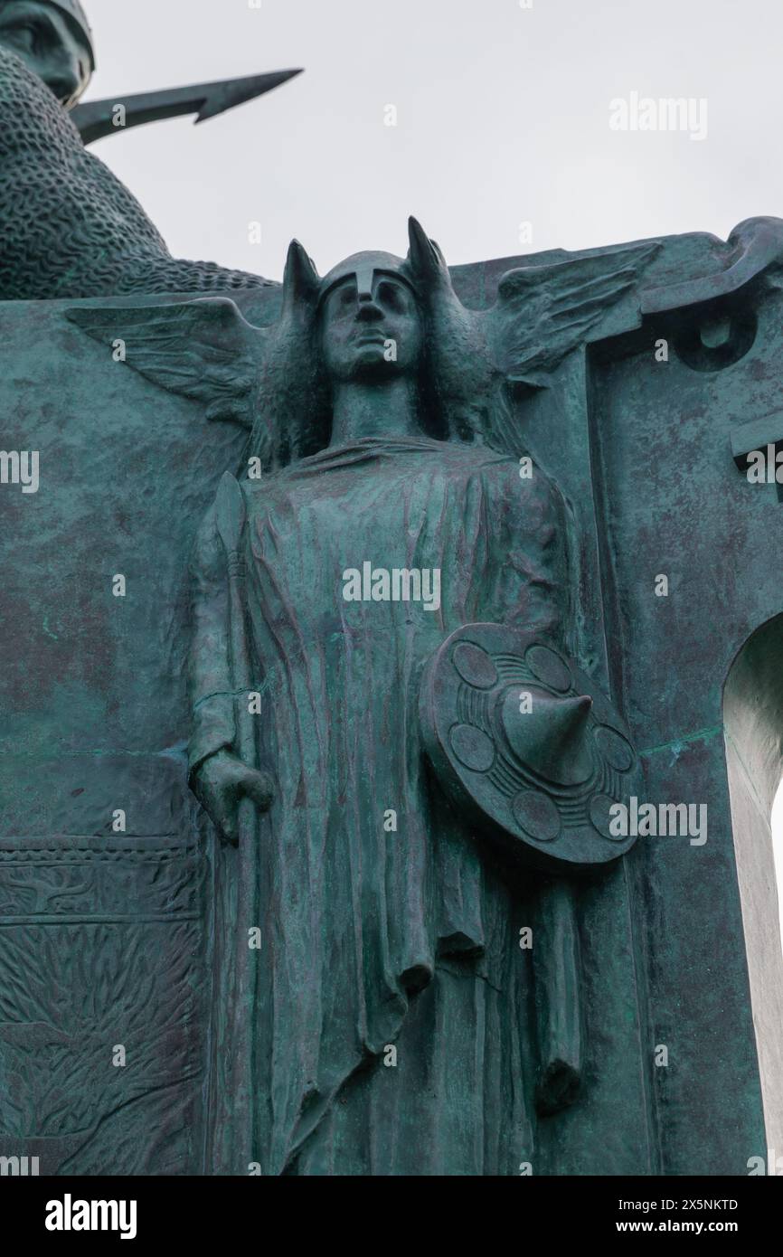 Odin Detail of the Bronze Sculpture of Ingólfur Arnarson with Dragon ...