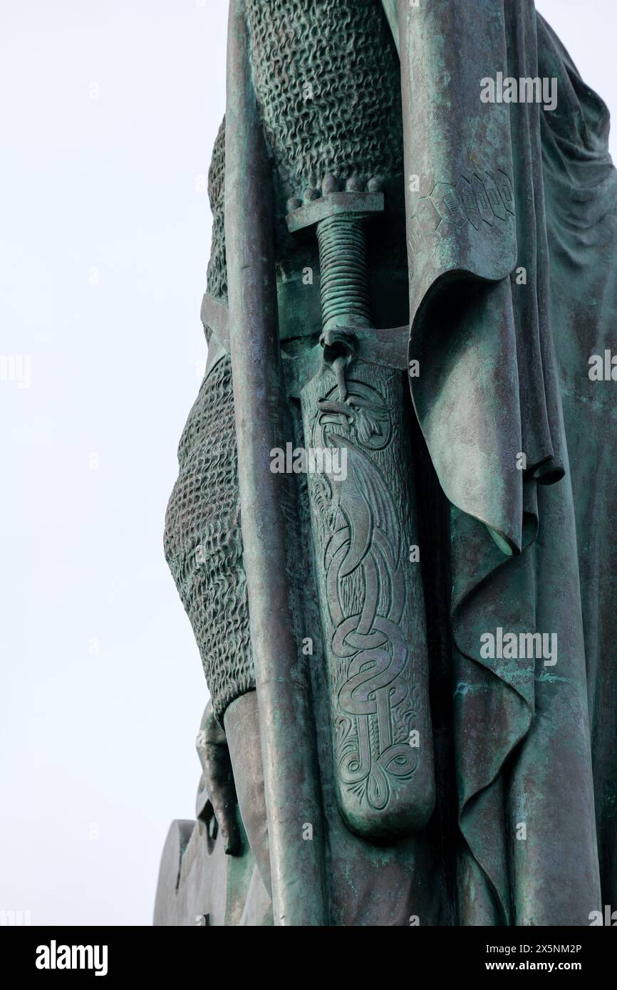 Sword Detail of the Bronze Sculpture of Ingólfur Arnarson with Odin ...