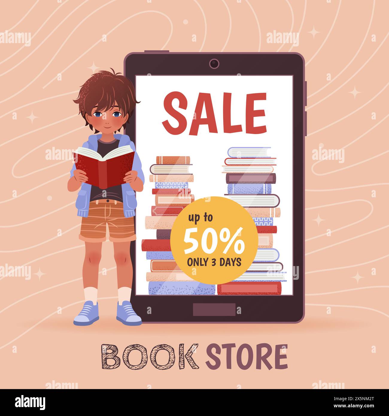 Online bookstore. Sale banner, online education concept Stock Vector ...