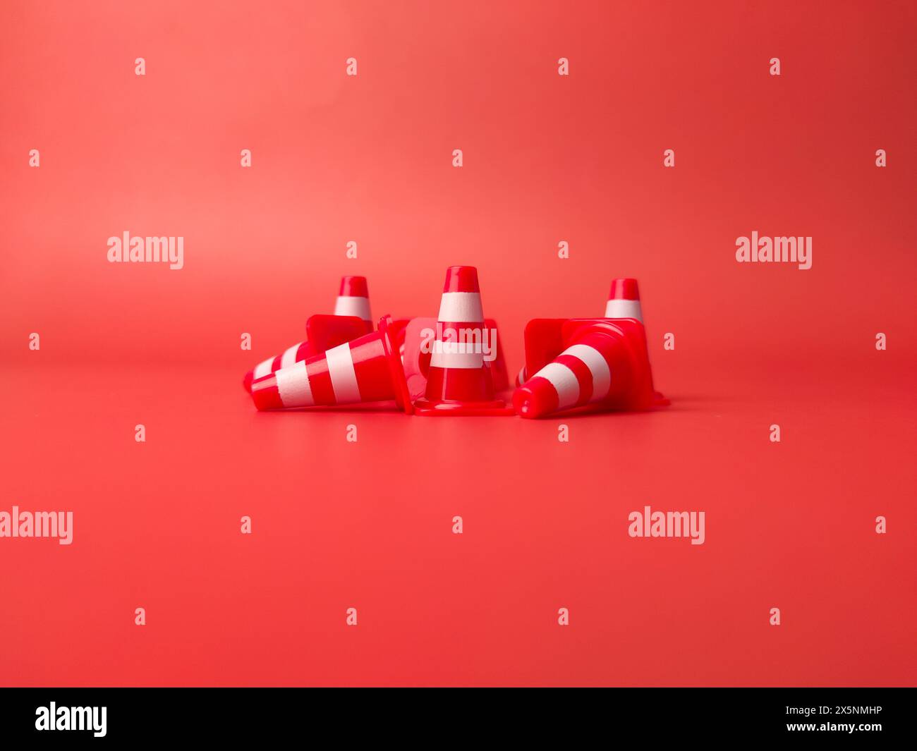 Mini Plastic Cones Sport Training on a red background that has been ...