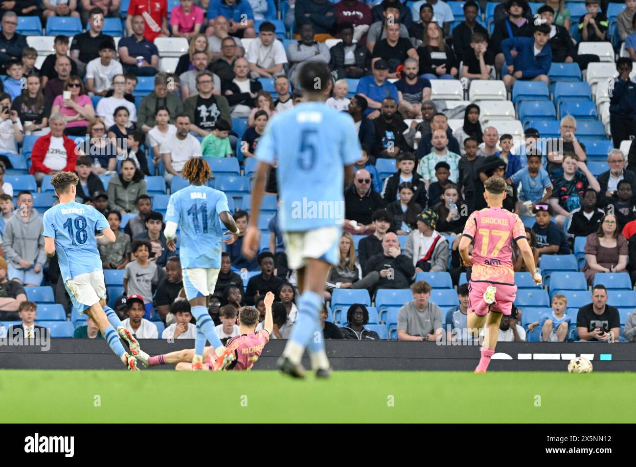 Matty Warhurst of Manchester City scores a goal to make it 4-0 ...