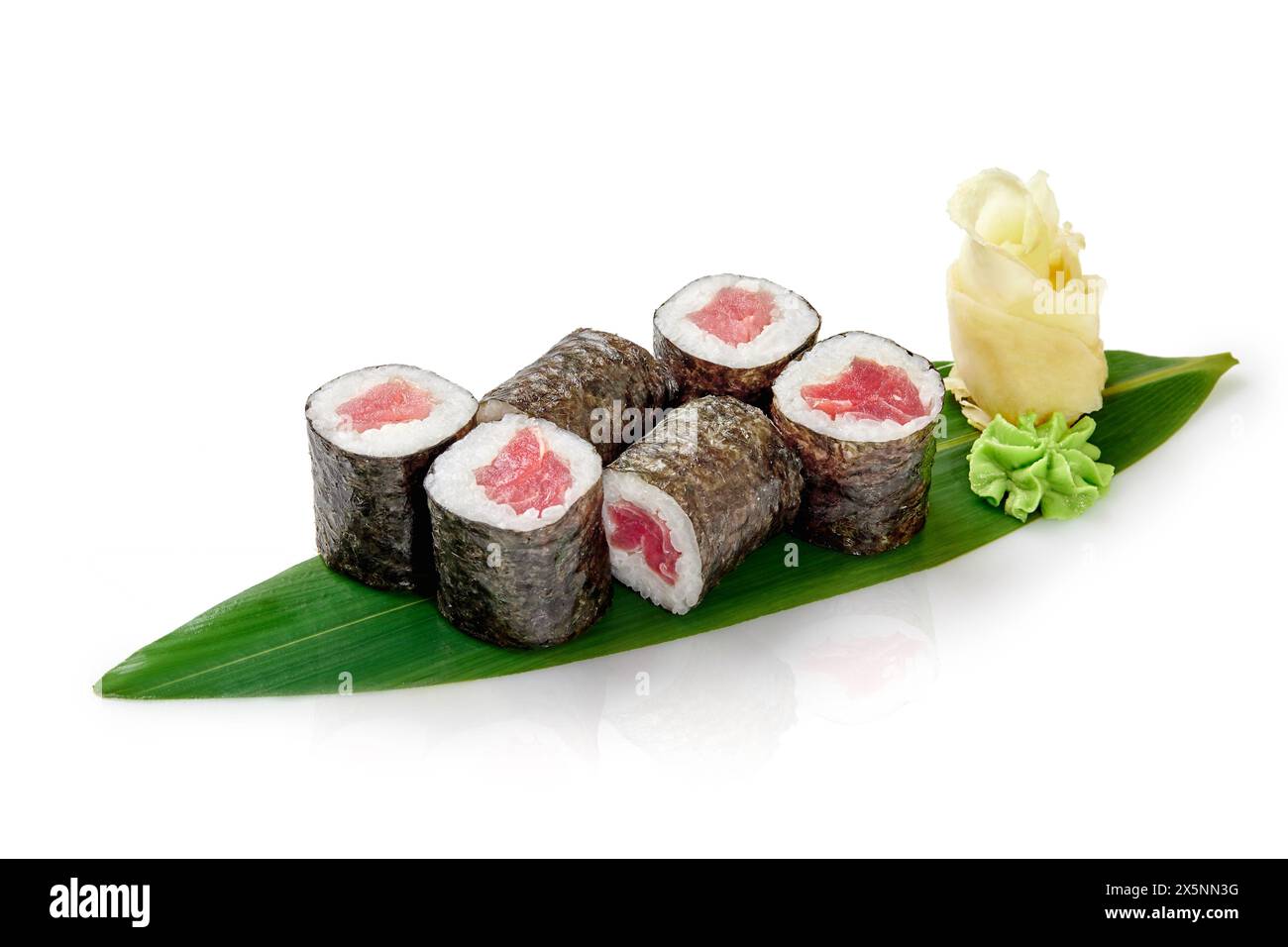 Delicious fresh tekka maki rolls filled with tuna fillet and rice ...