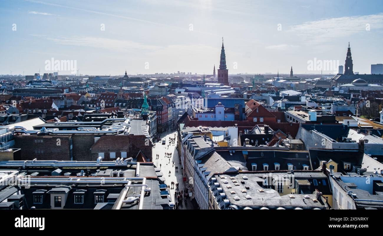 Copenhagen, Denmark - April 6, 2024: View over the city from The Round ...