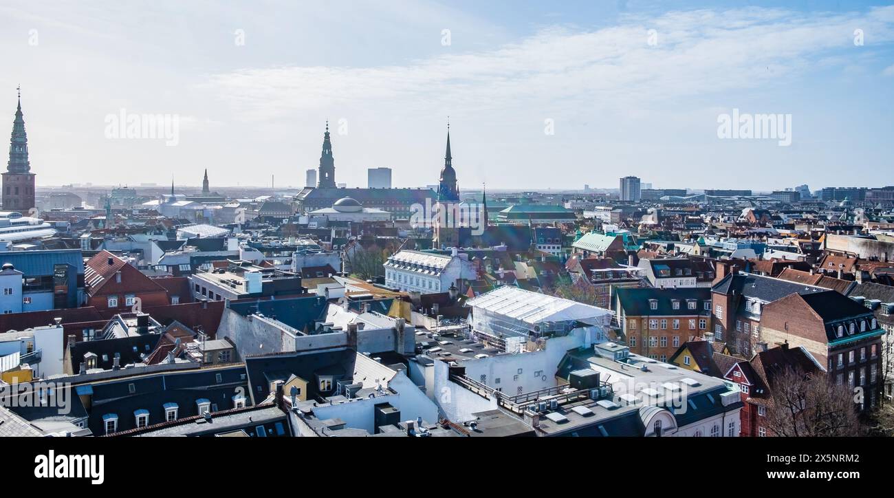 Copenhagen, Denmark - April 6, 2024: View over the city from The Round ...