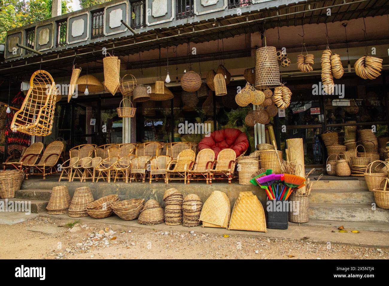 Warakapola, Sri Lanka. 10 february 2023. small rattan workshop-shop ...