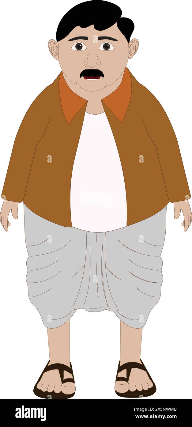 cartoon character, Fat Indian cartoon character, vector character for ...