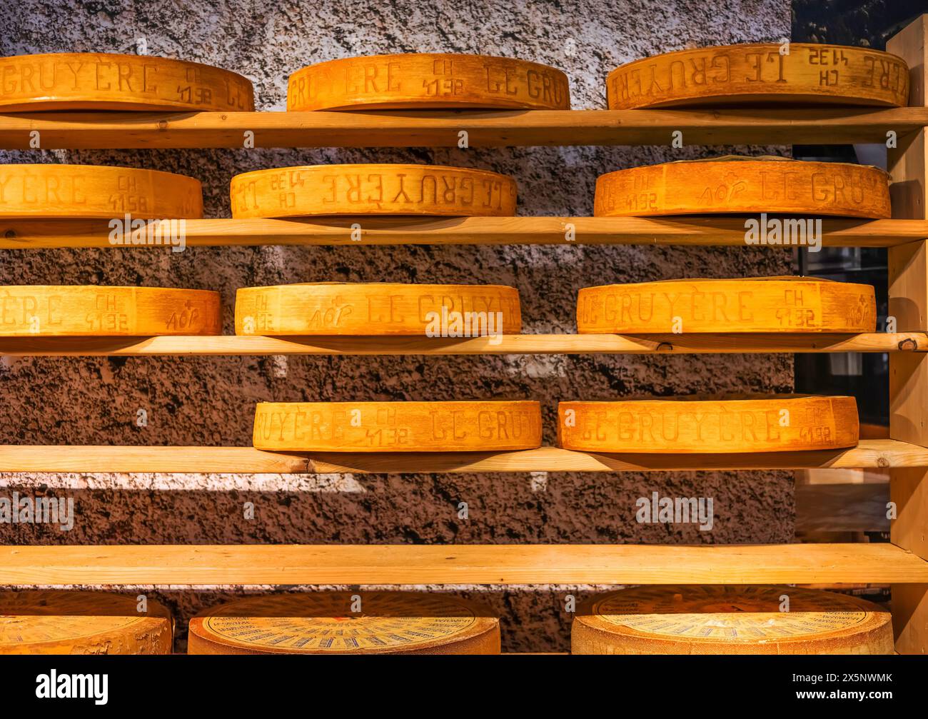 Berlin, Germany 20.01. 2023 Le Gruyere cheese from Switzerland sign ...