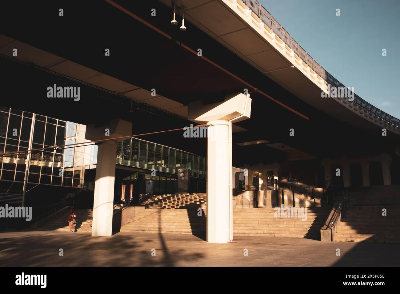 Madrid, Spain. 1 October 2023 Under a bridge Contrasting diagonal ...