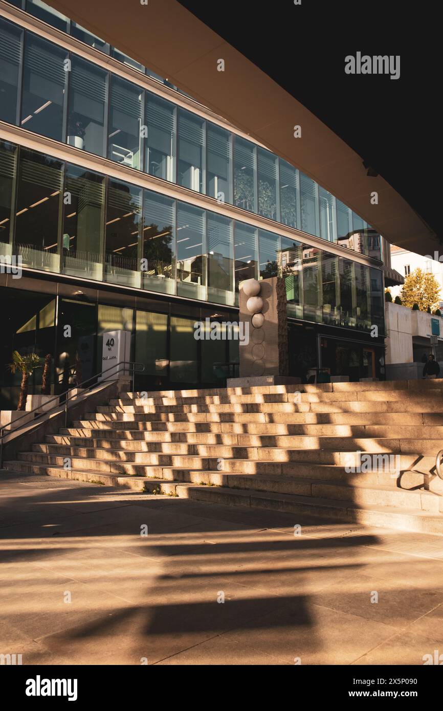 Madrid, Spain. 1 October 2023 Under a bridge Contrasting diagonal ...