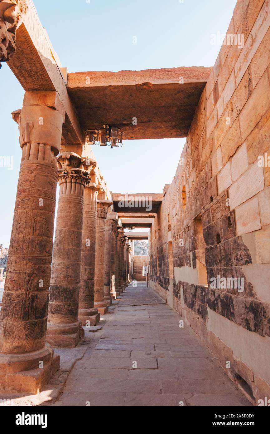 Ancient Columns and Pathway on Philae Island, Egypt Stock Photo - Alamy
