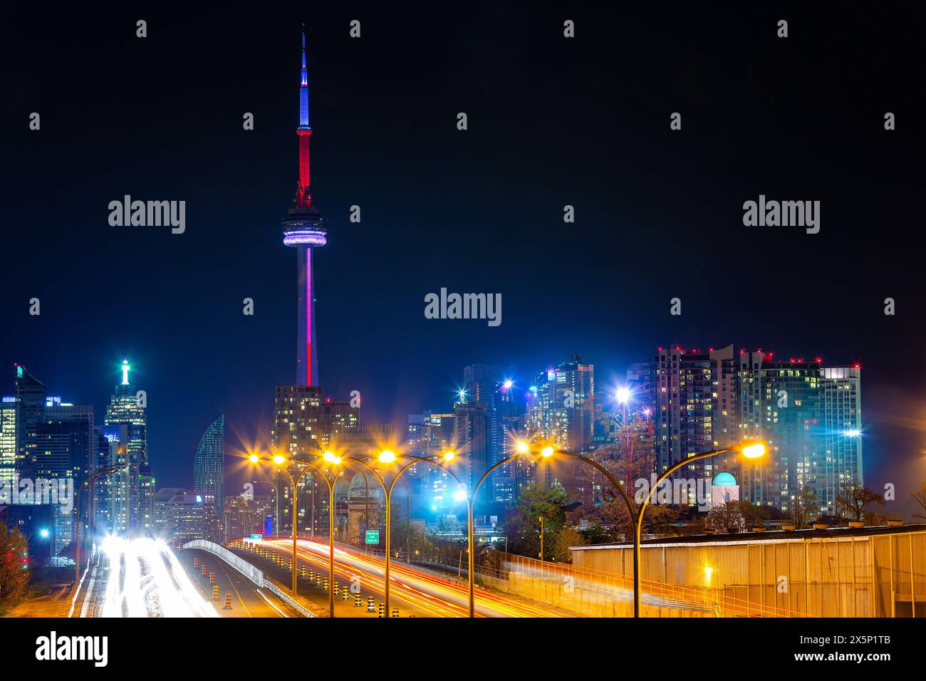 Downtown Toronto skyline by night Stock Photo - Alamy