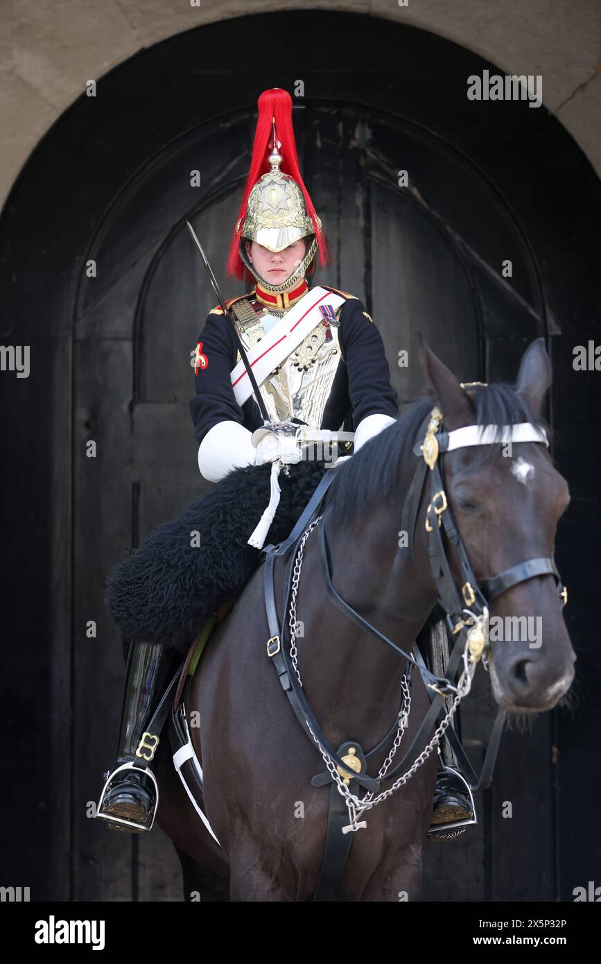 A member of the Household Cavalry guards the entrance to Horse Guards ...