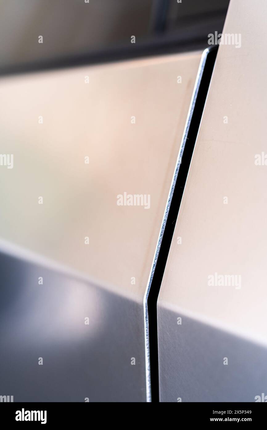 Abstract View of Tesla Cybertruck Panel Seam Stock Photo - Alamy