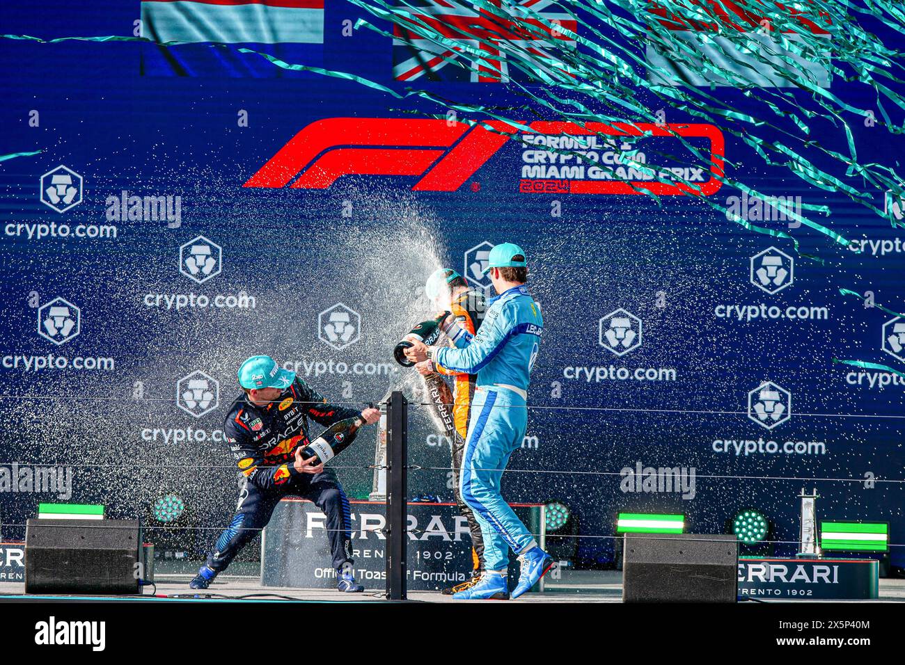 Podio Lando Norris (GBR) McLaren MCL38 - Mercedes Max Verstappen (NED ...