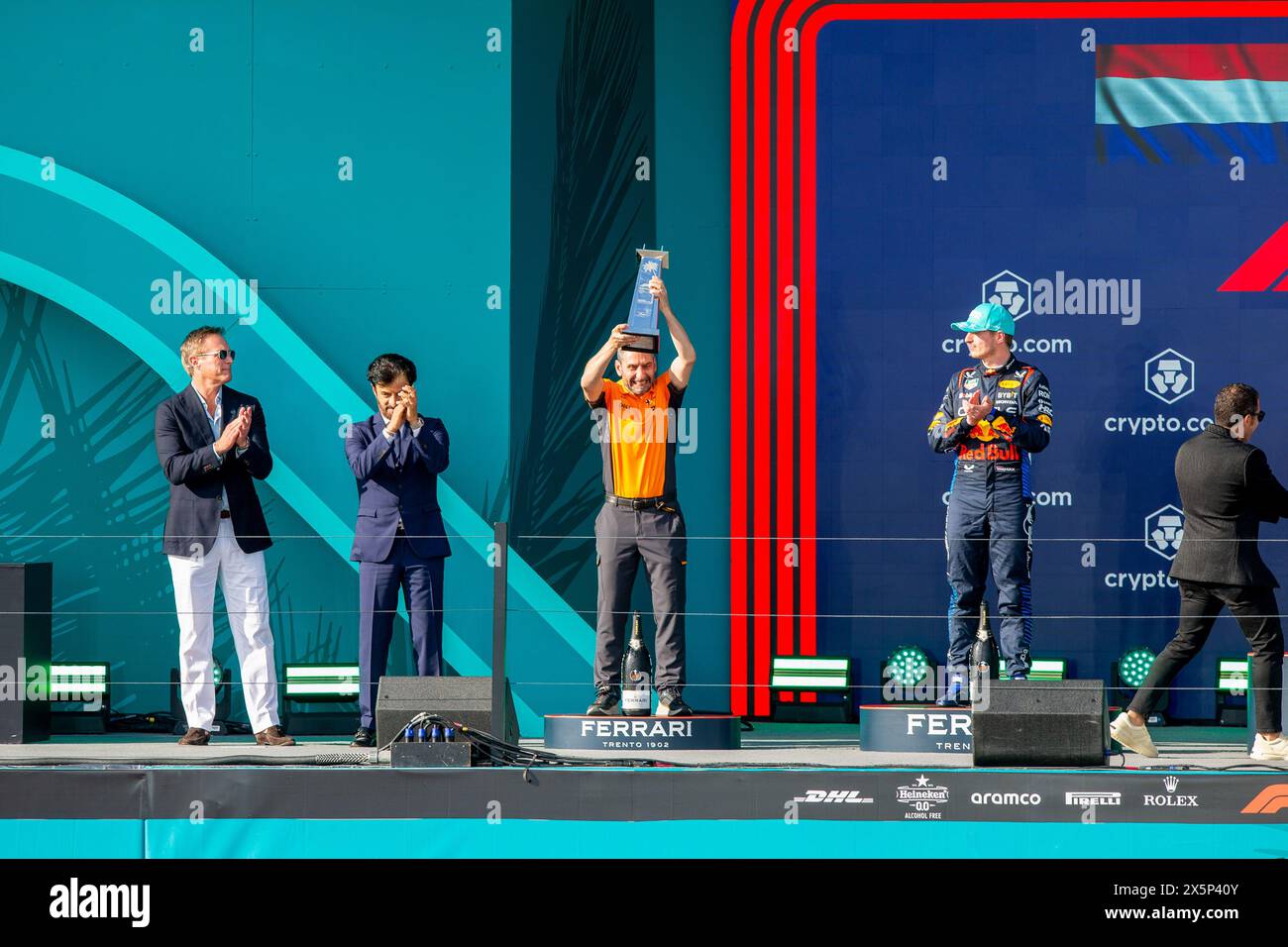 Podio Lando Norris (GBR) McLaren MCL38 - Mercedes Max Verstappen (NED ...