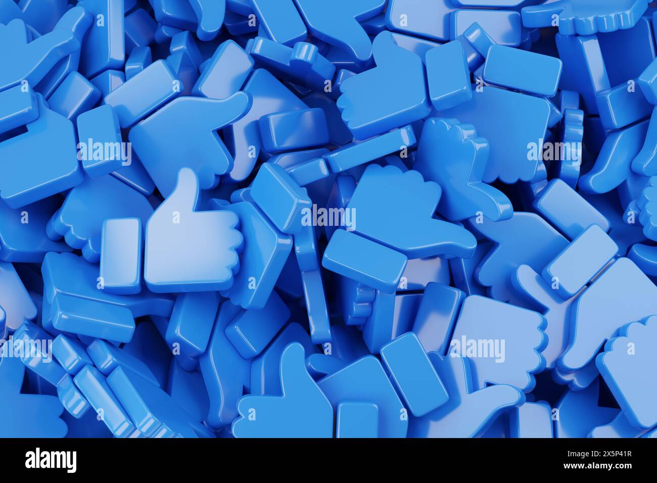 Many blue thumbs up icons. 3d illustration Stock Photo - Alamy