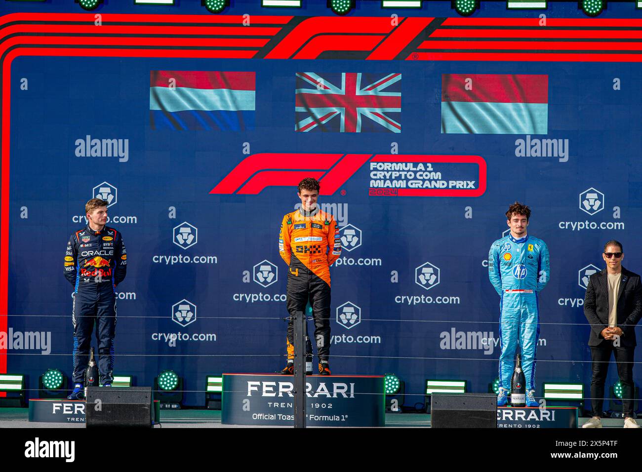 Podio Lando Norris (GBR) McLaren MCL38 - Mercedes Max Verstappen (NED ...