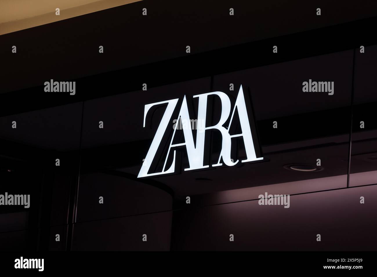In this photo the Zara logo is seen on a shop window on a high street ...