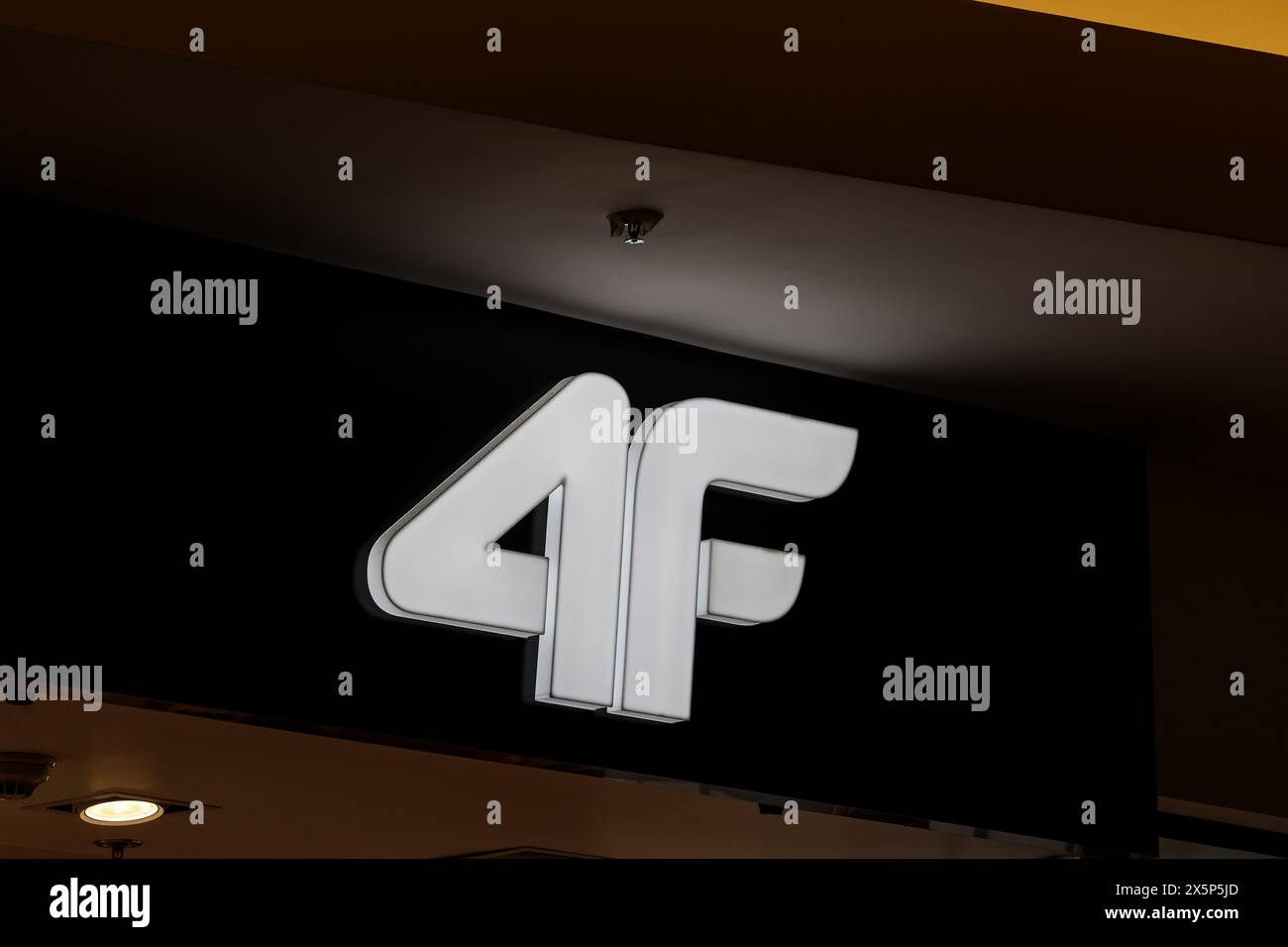 In this photo the 4F logo is seen on a shop window on a high street in ...
