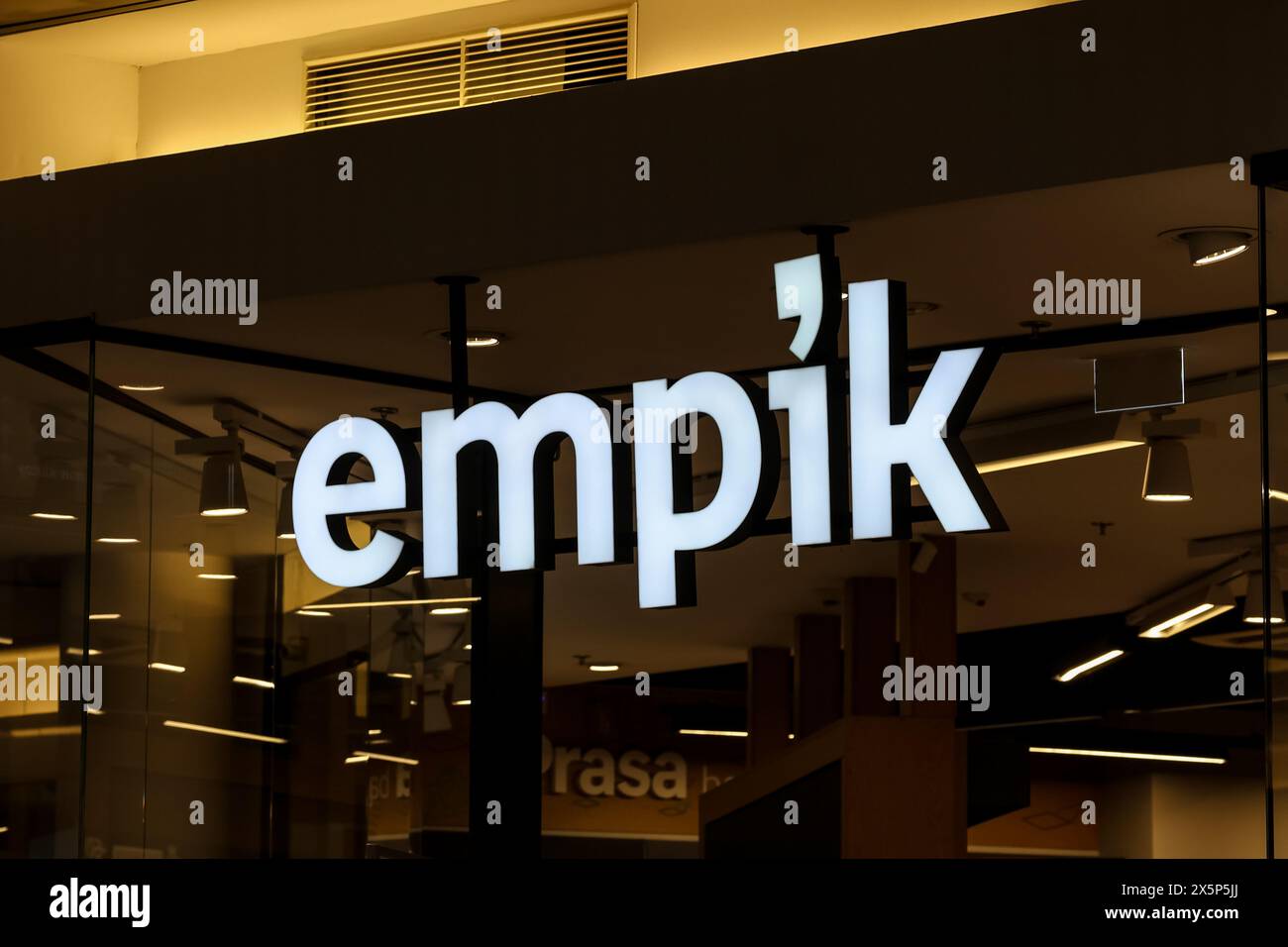 In this photo the Empik logo is seen on a shop window on a high street ...