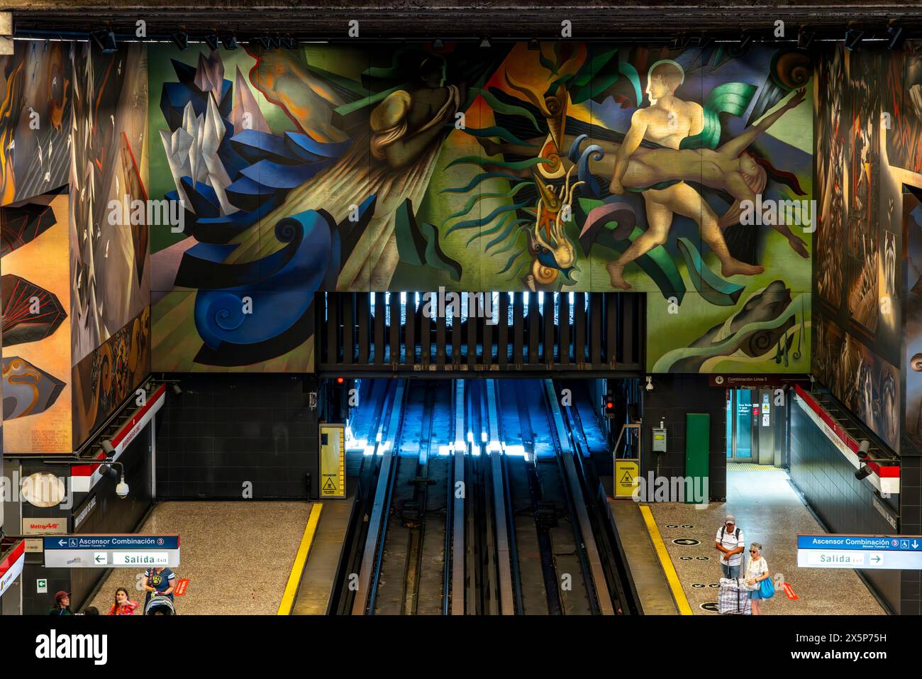 Colourful Murals At The Universidad De Chile Metro Station, Santiago ...