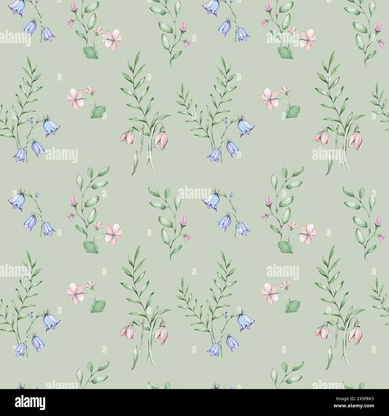 Seamless flowers leaves pattern hi-res stock photography and images - Alamy