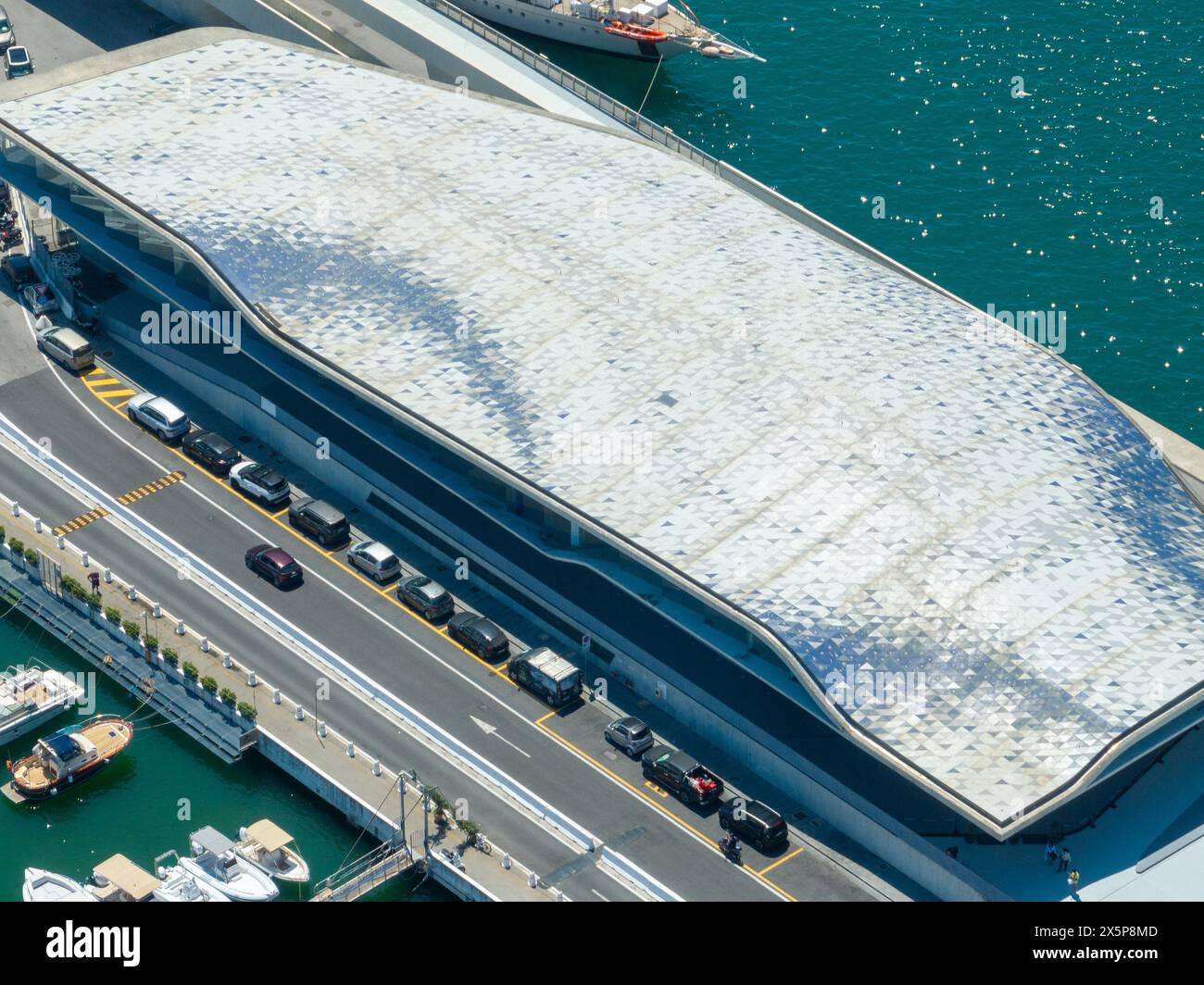 View of the new Salerno Maritime Station , Italy.Terminal by Zaha Hadid Architects is integral ...